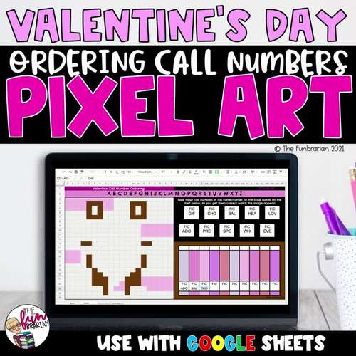 Library Pixel Art - Ordering Call Numbers - Valentine's Day by The ...