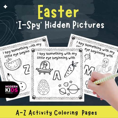 Back to School I Spy Hidden Picture Puzzles - Easter Theme Coloring Pages
