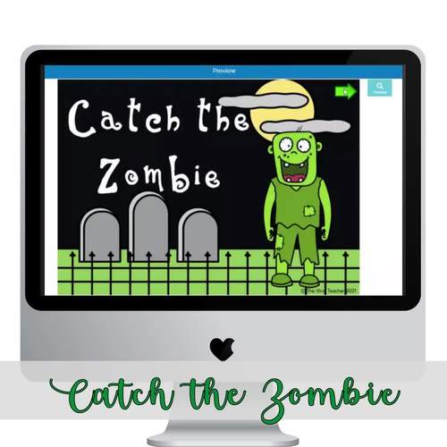 Halloween Math Activities Catch the Zombie Game for 2nd Grade Boom Cards™