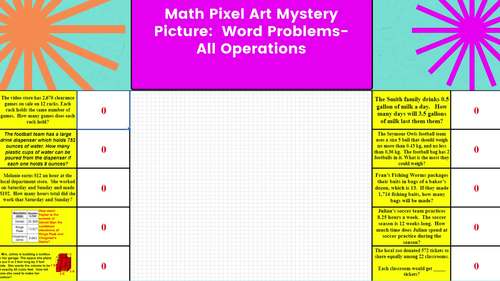 Pixel Art Mystery Pic-5th Grade Math Review: Word Problems-BUNDLE ...