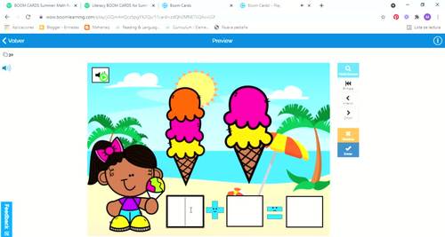 BOOM CARDS Summer: ADDITION numbers from 1 to 10 Digital Resources
