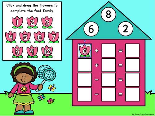 Spring Fact Families for Google Slides™ by A Sunny Day in First Grade