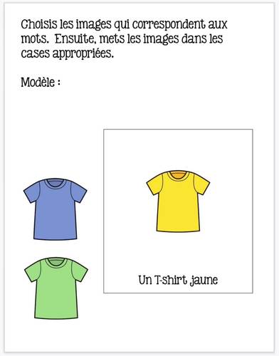 French Clothing, Colors Les vetements Vocabulary Interactive Notebook ...