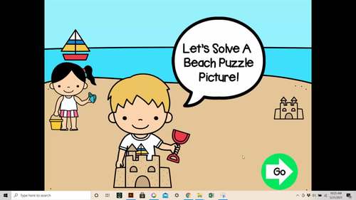 Beach Themed Beginning Blends Digital Mystery Picture Reveal Puzzle