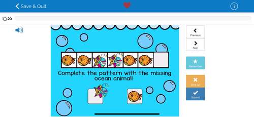 Kindergarten Patterns Ocean Animal Boom Cards by Ms Robin's Circle Time