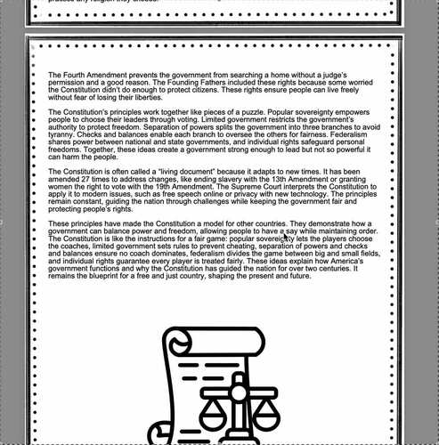 Principles of the US Constitution Close Reading Task Cards | Civics ...