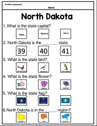North Dakota Worksheets 50 States, Special Education by All About SPED