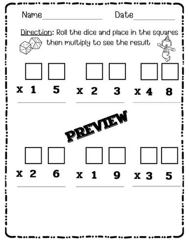 Two Digit By Two Digit Multiplication Dice Game | Printable Math Practice
