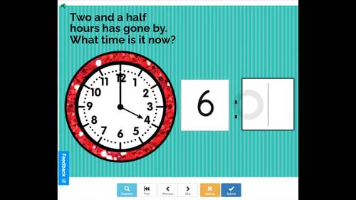 Boom Learning Task Cards: Elapsed Time - Half Hours (Write In) Deck 2