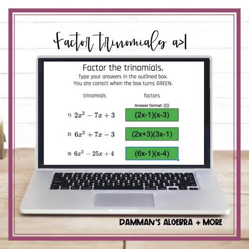 Factoring Trinomials, a>1, self check sheet for Google™ | TPT