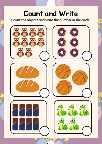 Counting Object & Number Easter Worksheet PreK - 2nd Easter Activity ...