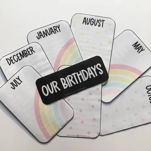 Class Birthday Display - Soft Pastel Rainbow Classroom Decor by Primary ...