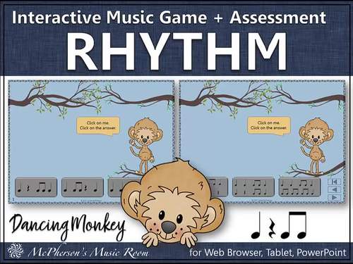 Music Distance Learning ~ Eighth Notes Interactive Rhythm Game + Assessment