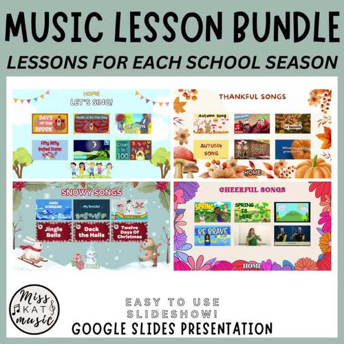 Music Lesson Bundle - Back to School, Fall, Winter, Spring - Google Slides