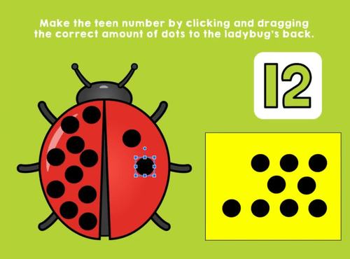 Make the Teen Number Ladybug 11 to 20 Google Slides™ Activity | TPT