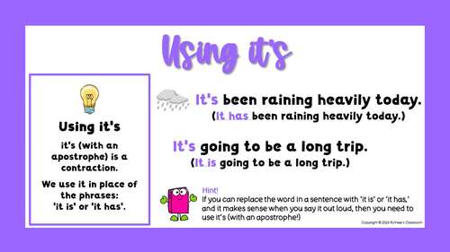 Digital Resource - its vs it's Mini Lesson - Google, PPT and PDF ...