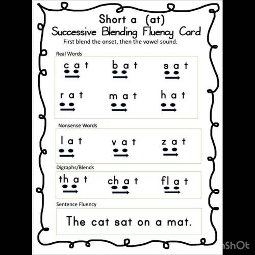 Short A Small Group Successive Blending Cards SOR aligned Kindergarten ...
