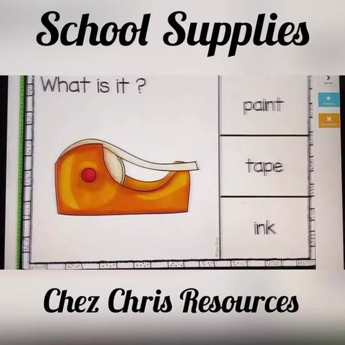 School Supplies Vocabulary with Boom™ Cards: Look and Choose - Deck 2