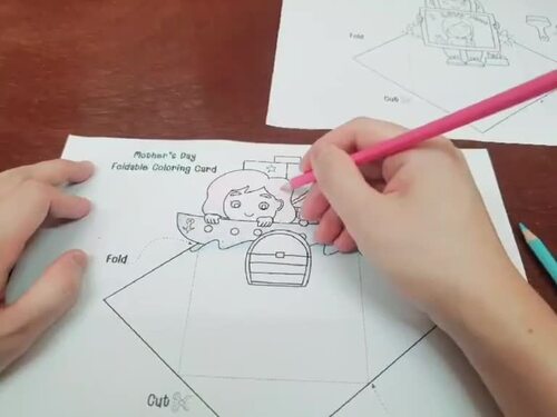 Mother’s Day Foldable Card Craft to Color | Fun Printable DIY Gift for ...