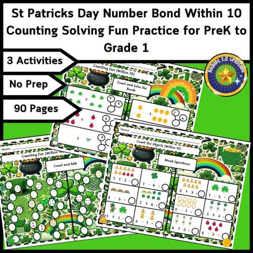 St Patricks Day Number Bond Within 10 Counting Solving Fun Practice ...
