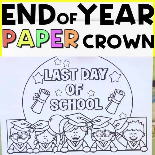 End of Year Graduation Paper Crowns- Coloring Craftivity for ESL-ELL