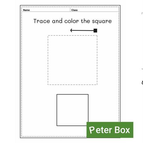 2D Shapes Tracing and Color Square Worksheets for Kindergarten | TPT