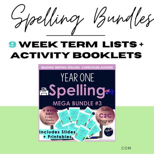 Spelling Year 1 or Grade One Activities Bundle -Term 3 suits c2c lists