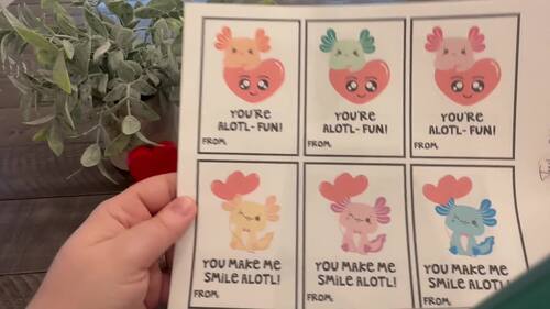 Axolotl Valentine's Cards by Teach MythicLee | TPT