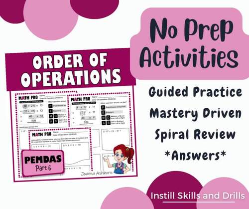 Order of Operations PEMDAS Evaluating Expression Practice Worksheet ...