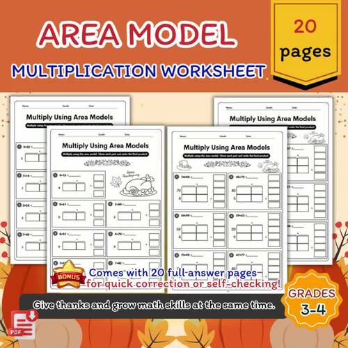 Area Model Multiplication Level 2 (2-digit × 1-digit, 2-digit × 2-digit)