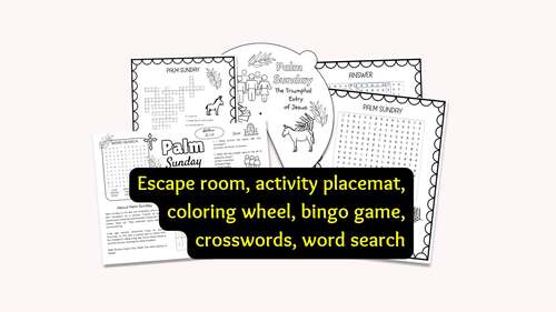 Palm Sunday Activity Bundle, 4 Holy Week Games, Triumphal Entry Bible Craft