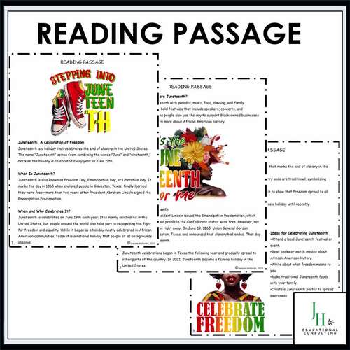 Juneteenth Reading Comprehension Activities | DOK | Middle School