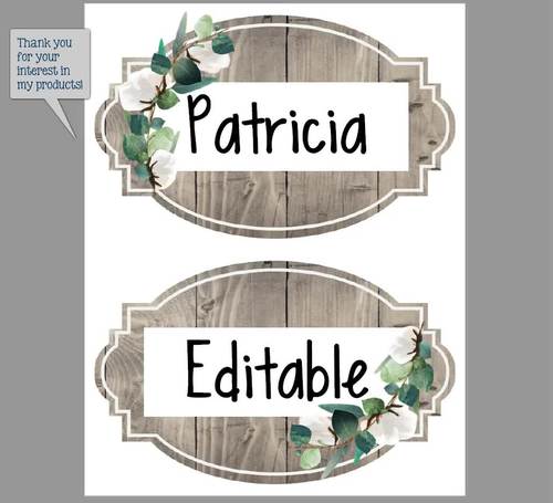Eucalyptus Classroom Labels EDITABLE {Farmhouse Decor} by EduTivity