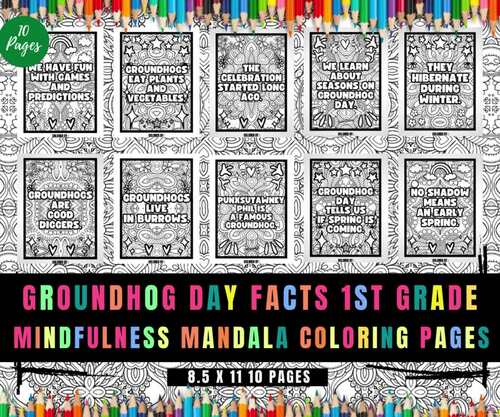 Groundhog Day Activities First Grade, Easy Fact Sayings Coloring, No Prep