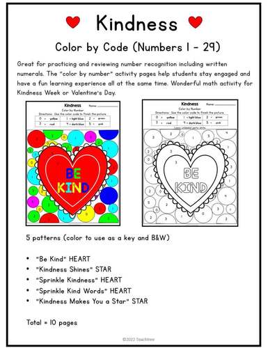 Kindness or Valentine's Day - Color by Code - Center Activities by ...