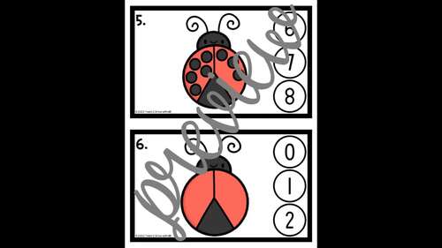 Summer Math Center Task Cards Counting Ladybug Spots 0-10 Clip Cards