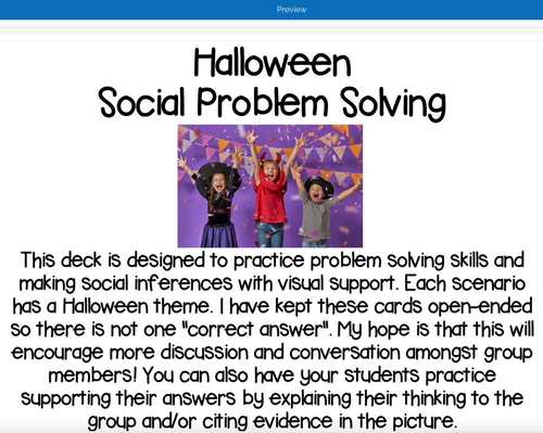 Halloween Social Problem Solving Pragmatic Language Speech Therapy Activity
