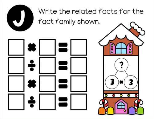 Christmas Fact Families Multiply + Divide Number Bonds with Missing Numbers