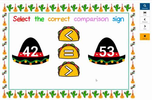 Cinco de Mayo Comparing Numbers to 100 Boom Cards by Math Through Games