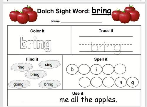 41 Third (3rd) Grade Dolch Sight Words Worksheets, reading, writing ...