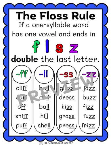 Floss Rule Worksheets and Activities l Double Consonants -ff -ll -ss -zz