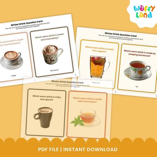Winter Drinks Question Cards | Warm Drinks Vocabulary Activity Games