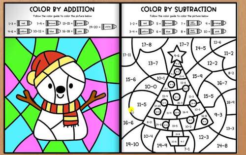 Christmas Color by Number - Addition , Subtraction , Multiplication and ...