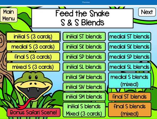 S and S Blends Feed the Snake Articulation Activity Boom Cards™ Speech ...