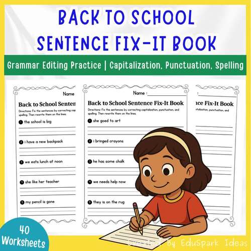 Back to School Activities | Fix it up Sentences | Capitalization ...