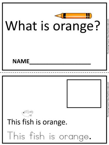 COLOR ORANGE Emergent reader & coloring activity for Special Educ, Pre ...