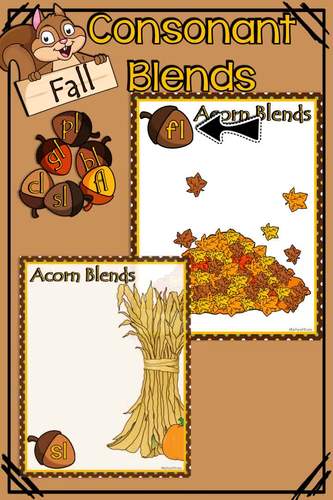 PHONICS SORT Literacy Center Fall Consonant Blends Sort Phonics Activity