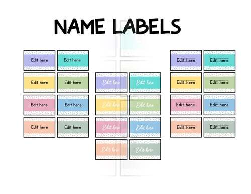 Printable Spotty Colorful Name Labels, Name Flags, Cubby Labels, Bin Tags