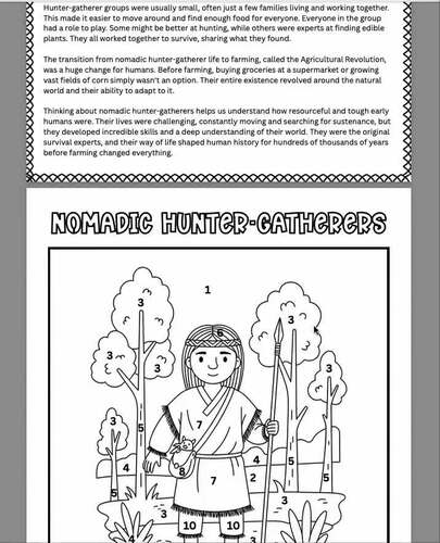 Nomadic Hunter-Gatherers Color By Number | Academic Review & Coloring ...