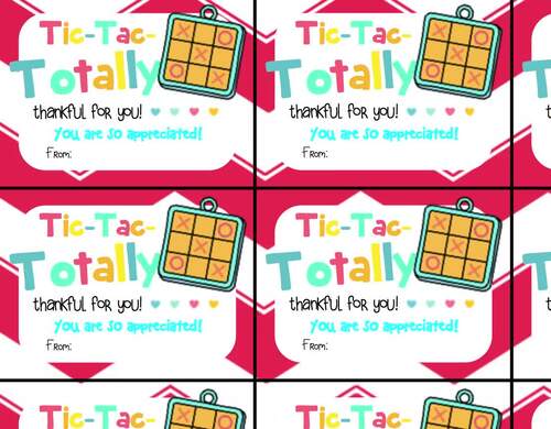 Tic-Tac-Toe Teacher (Staff) Appreciation Gift Tag- Tic-Tac-Totally ...